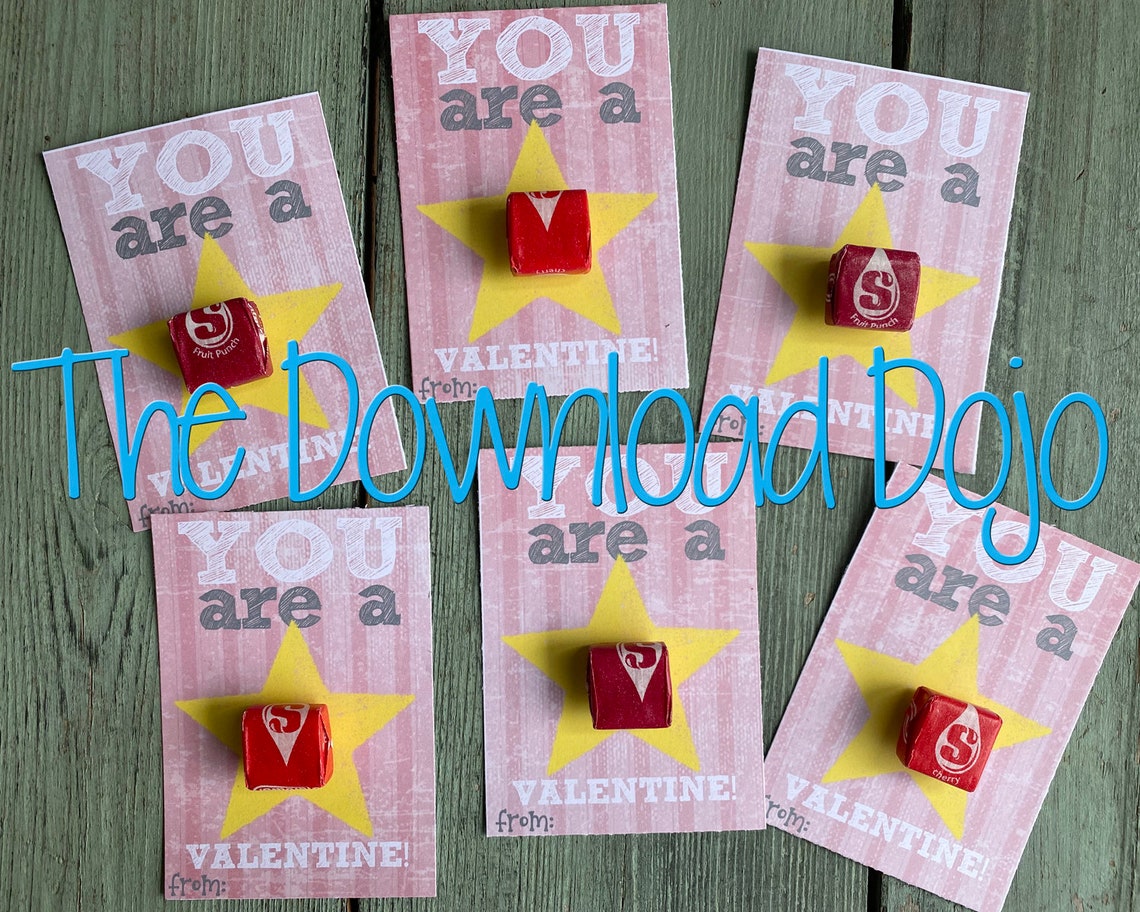 Candy Valentine Starburst Valentine Valentines Day Cute | Etsy