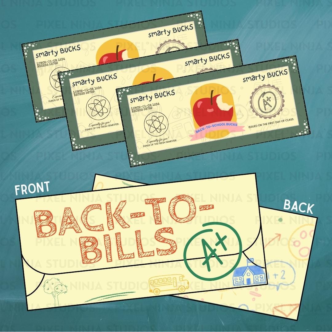 School Bucks Play Money & Envelope, Teacher Classroom Reward, Printable ...
