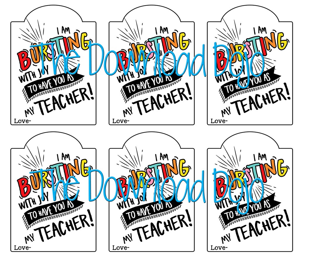Bursting to Have You as My Teacher, Student to Teacher Gift, Starburst ...