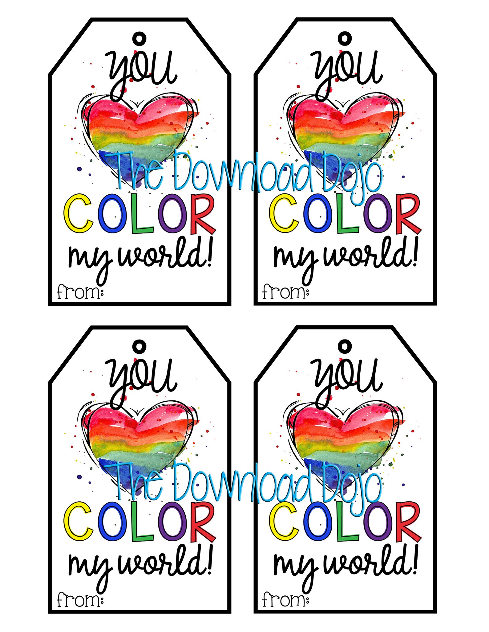 You Color My World Gift Tag Crayola Gift Tag First Day of | Etsy