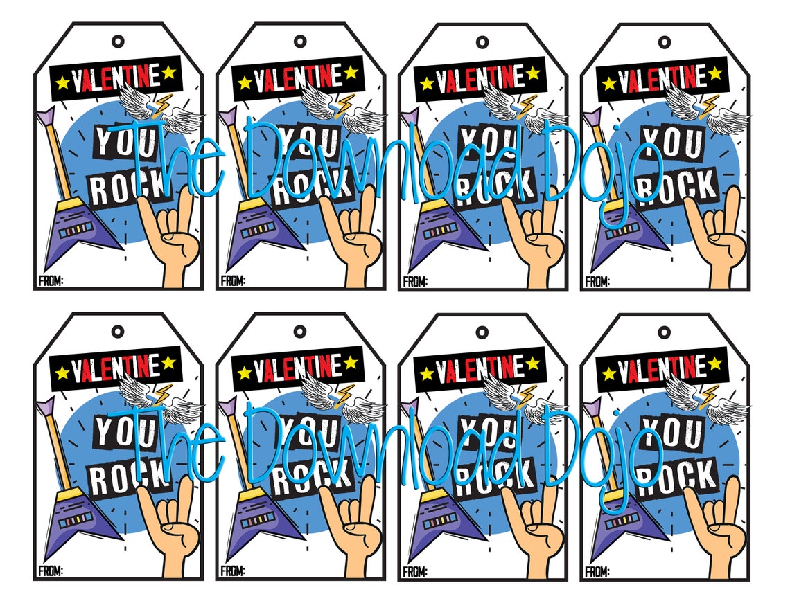 You Rock Gift Tag Valentines Gift Tag Candy Valentines Pop - Etsy