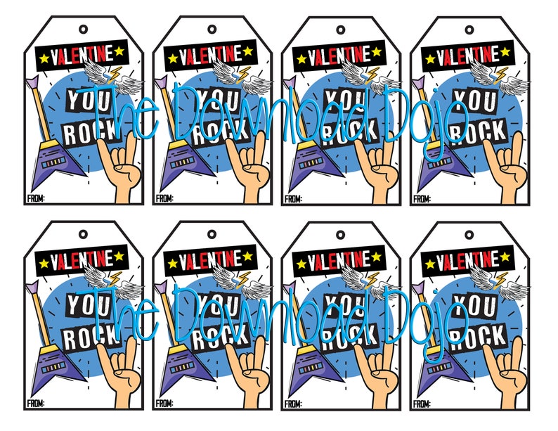 You Rock Gift Tag Valentines Gift Tag Candy Valentines Pop | Etsy