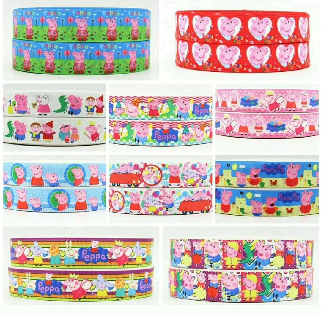 Peppa Pig Grossgrain Ribbon 1m X 25mm 39 X 1 - Etsy Ireland
