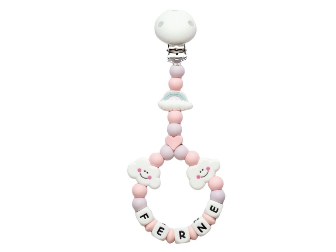 Silicone Handmade Personalised Rainbow Clouds Pram Charm | Girls ...