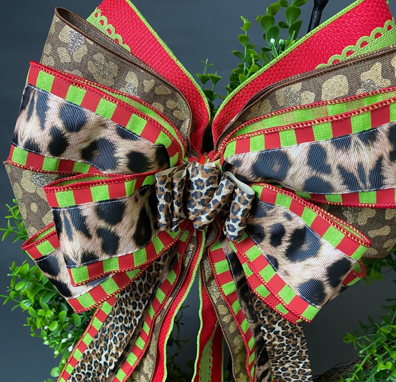 2 Cheetah Bows Different Colors and Ribbons Lantern Swag - Etsy