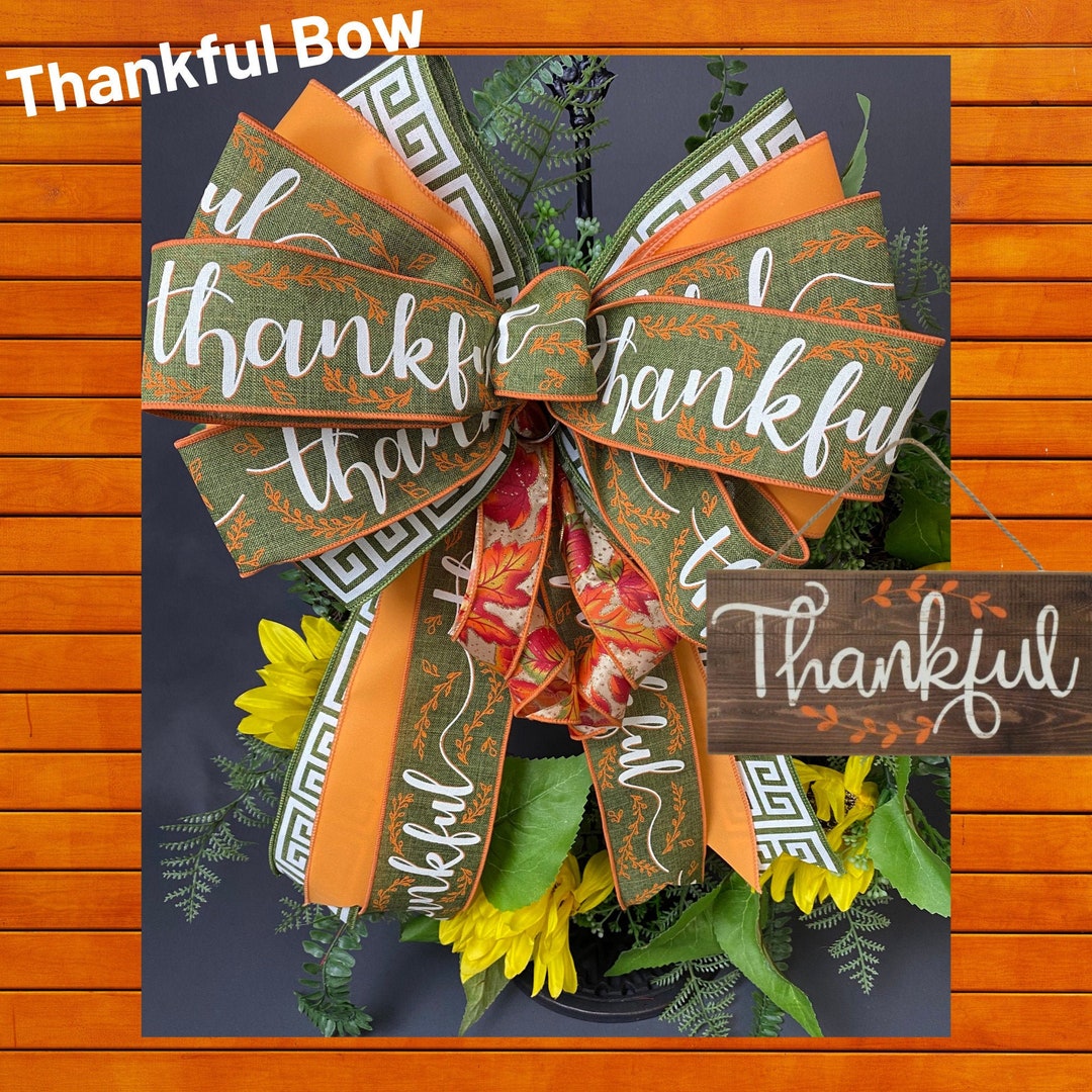Thankful Bow and Sign Lantern Swag 4 Ribbons Tan Colors - Etsy