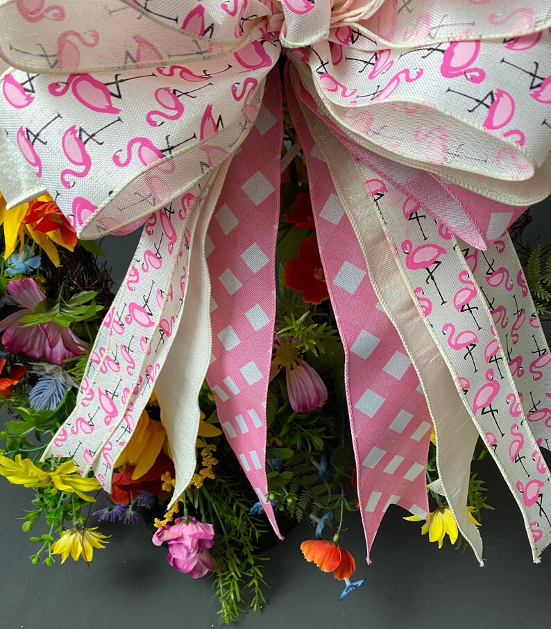 3 Flamingo Bows Blue Green Cream Lantern Swag Topper Bow | Etsy