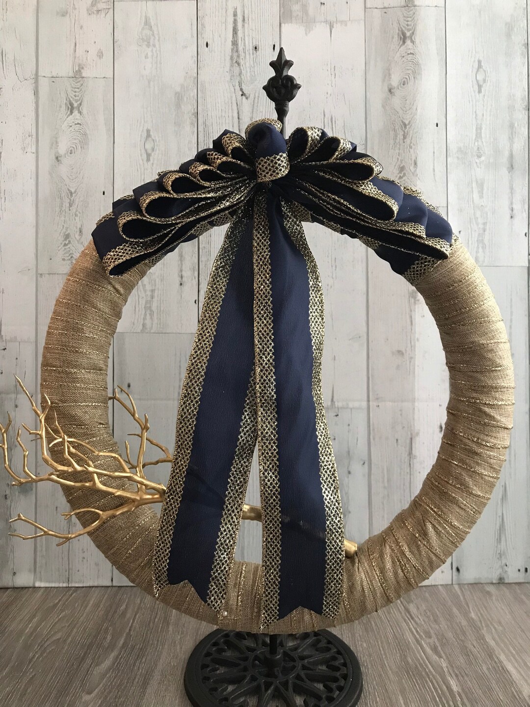 Royal Blue and Gold Wreath Wedding Decor Mantle Decor - Etsy