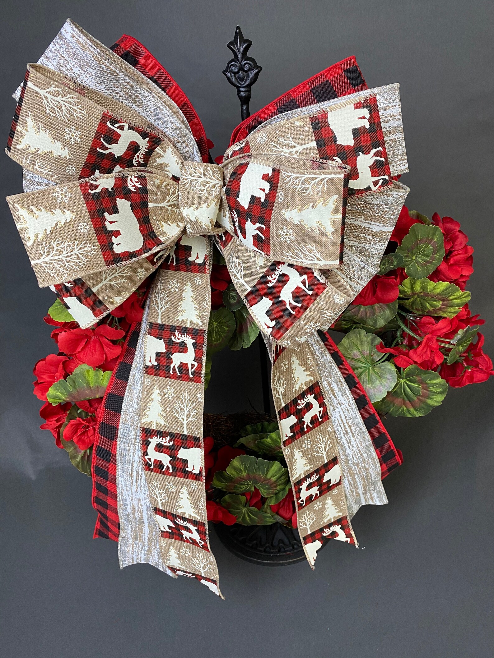 Polar Bear Bow, Winter Bow, Tree Topper, Lantern Swag, Wreath Bow ...