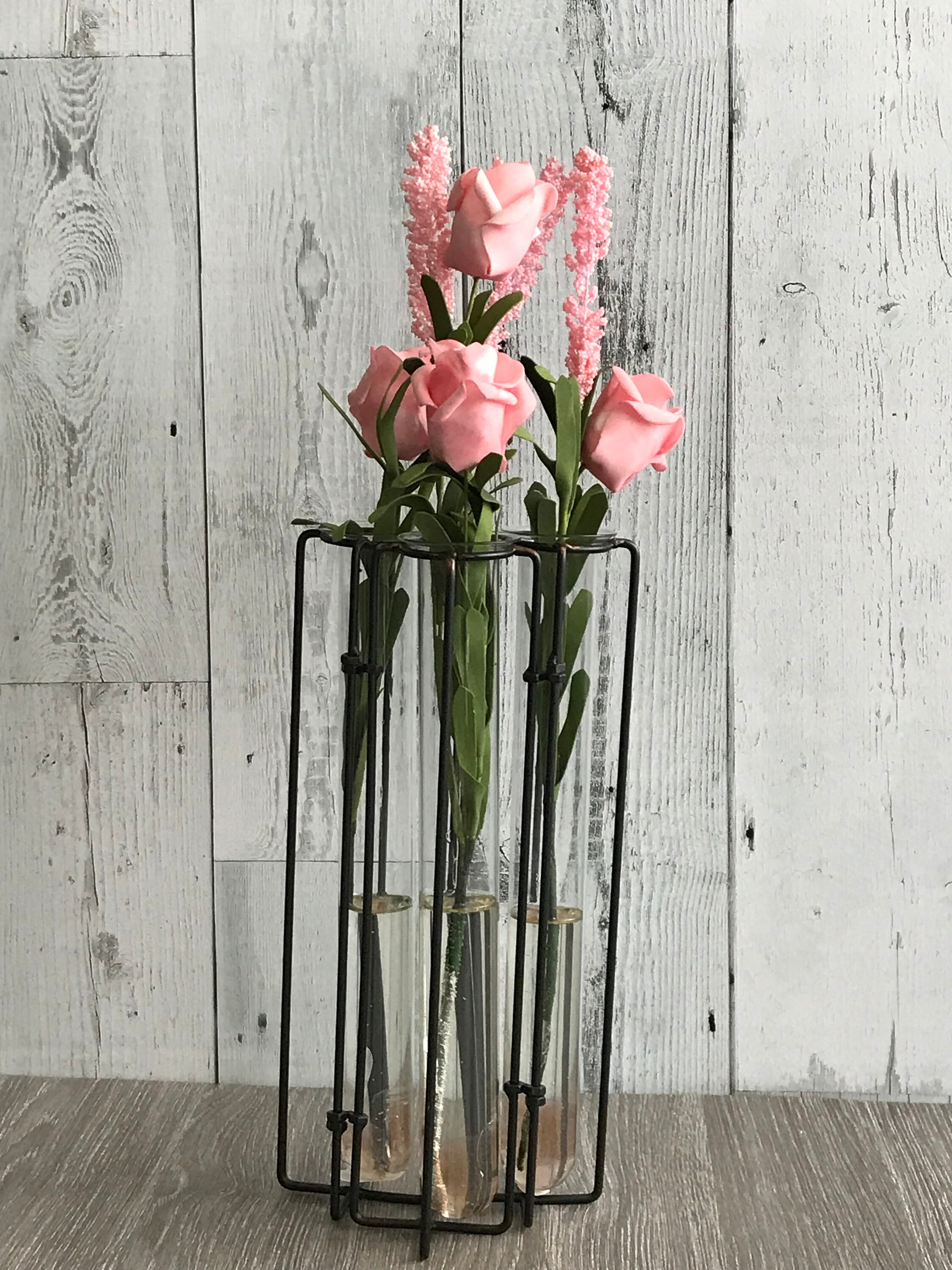 Metal Beeline Stand With Glass Tube Vases Filled With Silk | Etsy