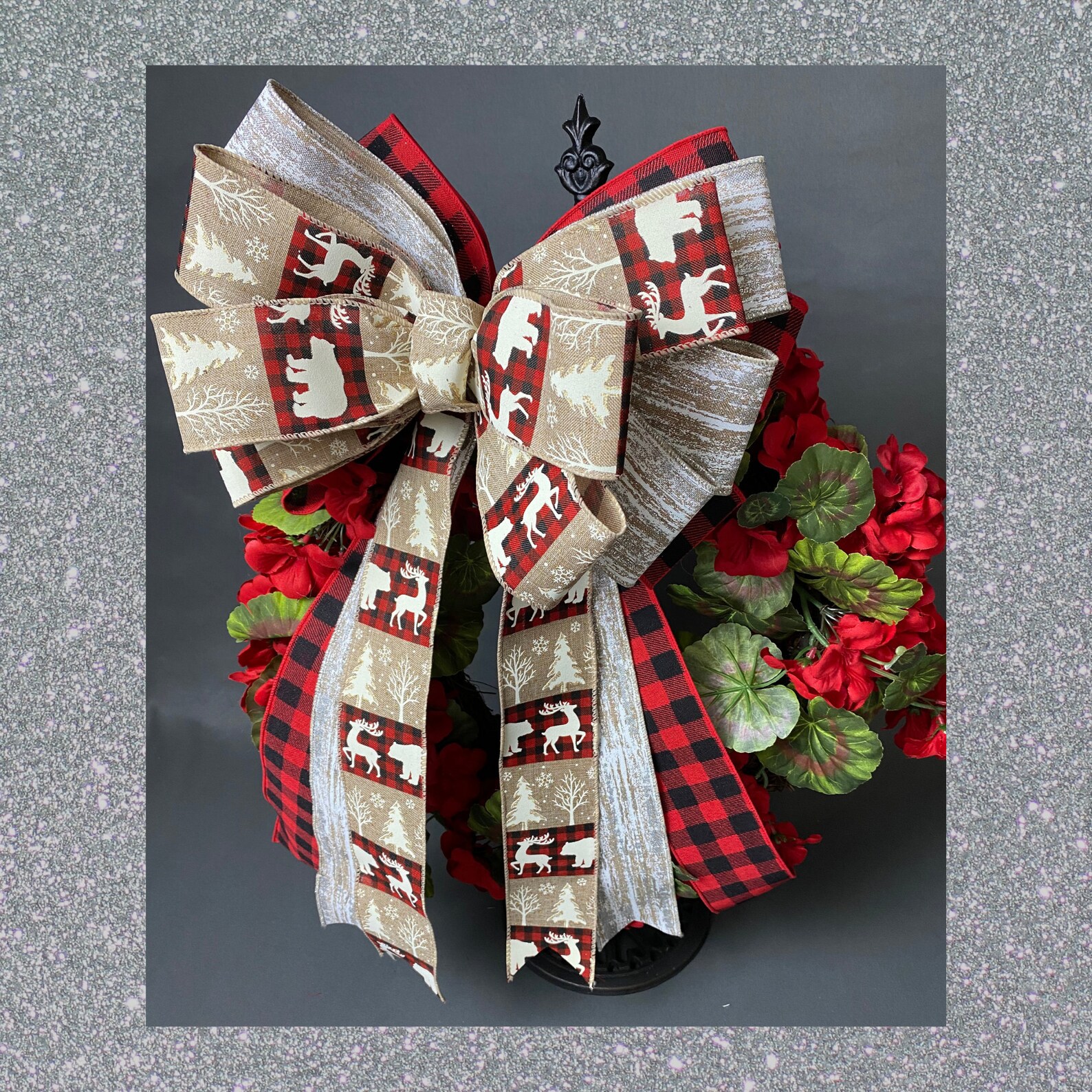 Polar Bear Bow Winter Bow Tree Topper Lantern Swag Wreath | Etsy