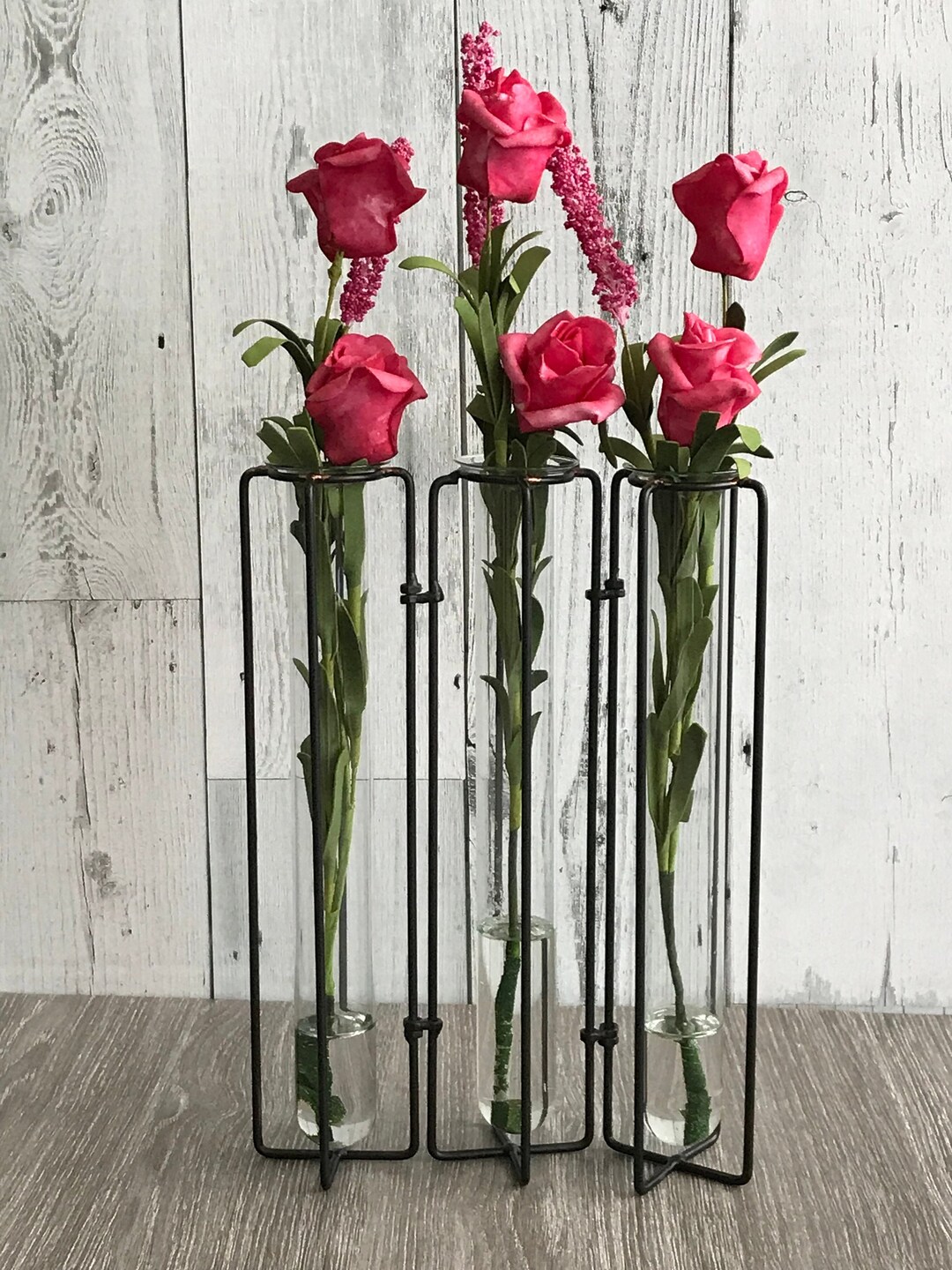 Metal Beeline Stand With Glass Tube Vases Filled With Silk - Etsy