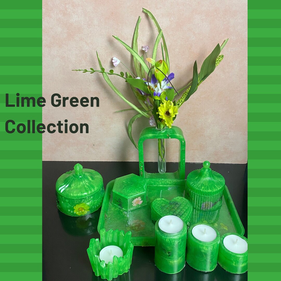Lime Green Collection, Organize Bathroom Kitchen Office, Resin, Jewelry ...
