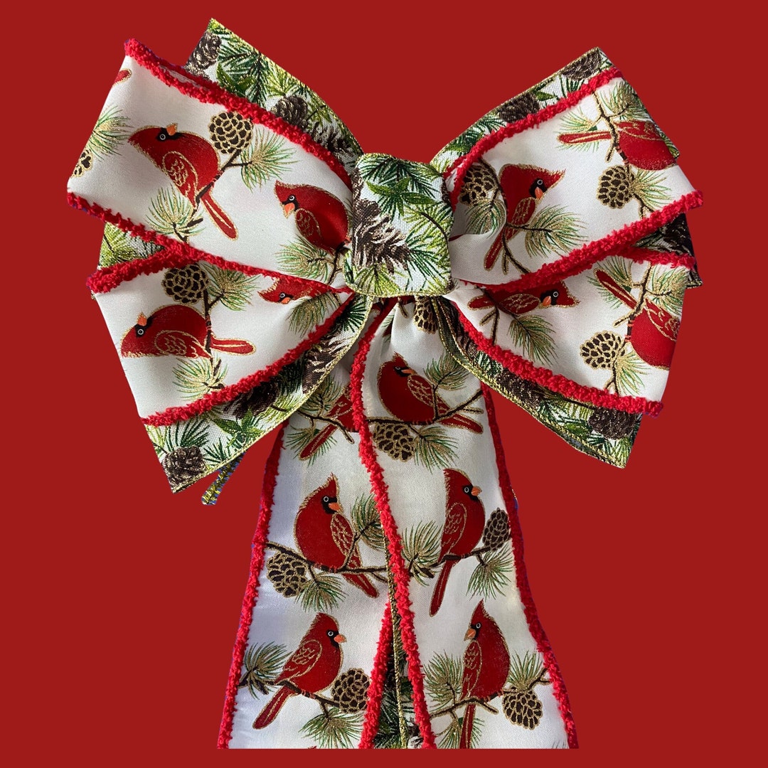 Red Cardinals and Acorns Ribbon Bow for Gift Wrapping Hanging - Etsy