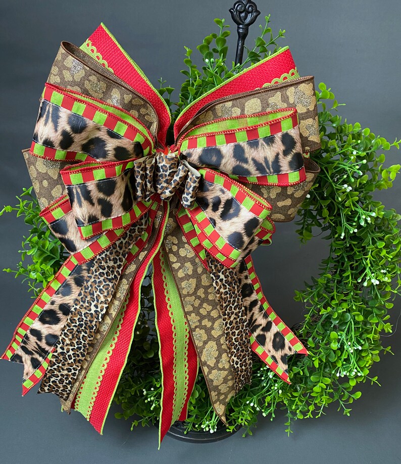 2 Cheetah Bows Different Colors and Ribbons Lantern Swag - Etsy