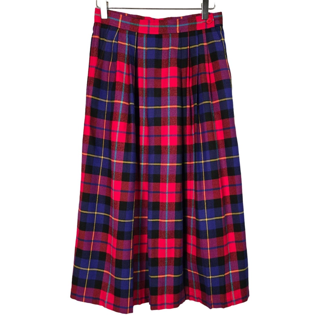 Vintage Women's 4 6 Jcpenney Plaid Flannel 80's A-line Pleated Midi ...