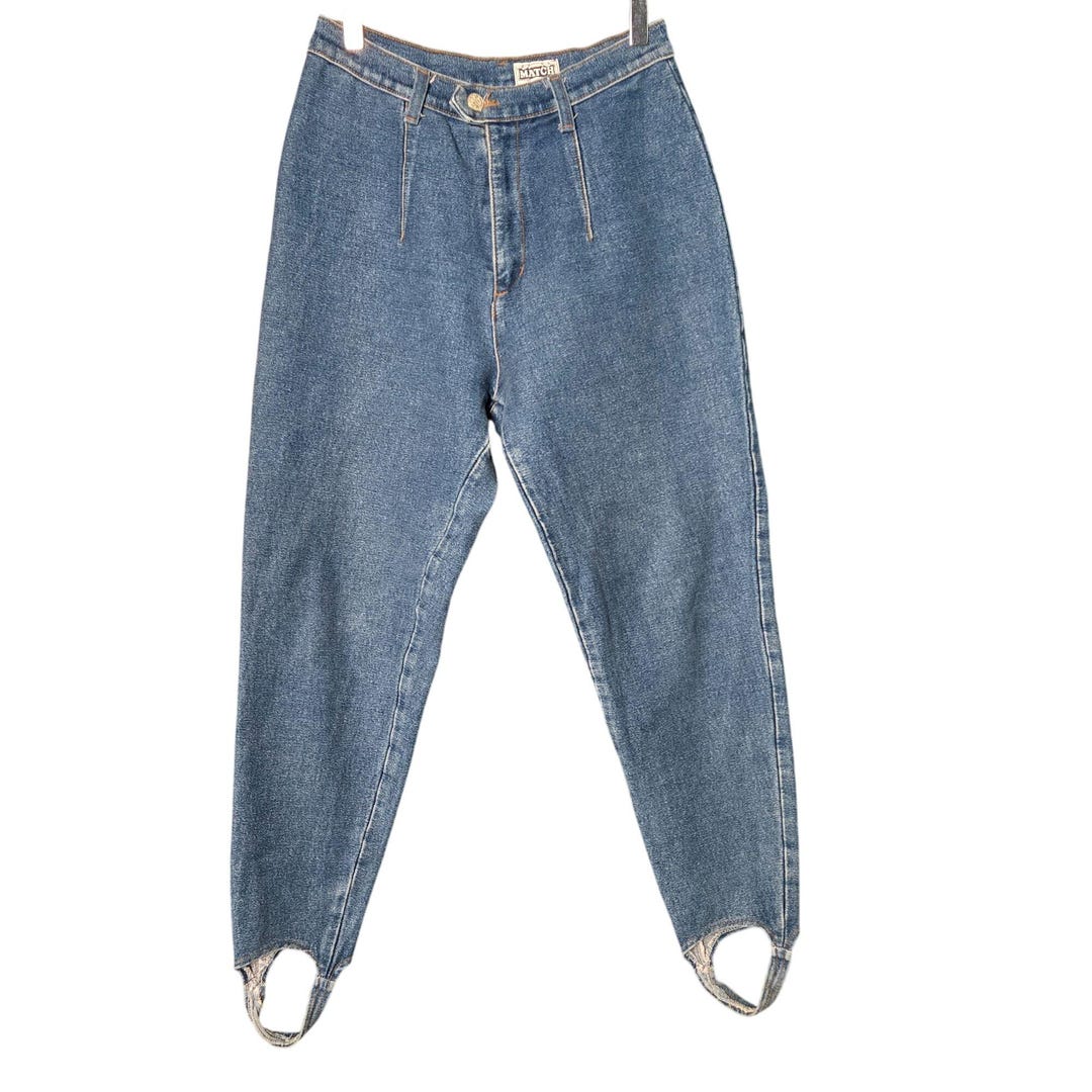 Vintage Match High-waisted Stirrup Denim Jeans Size 26 Womens Blue - Etsy