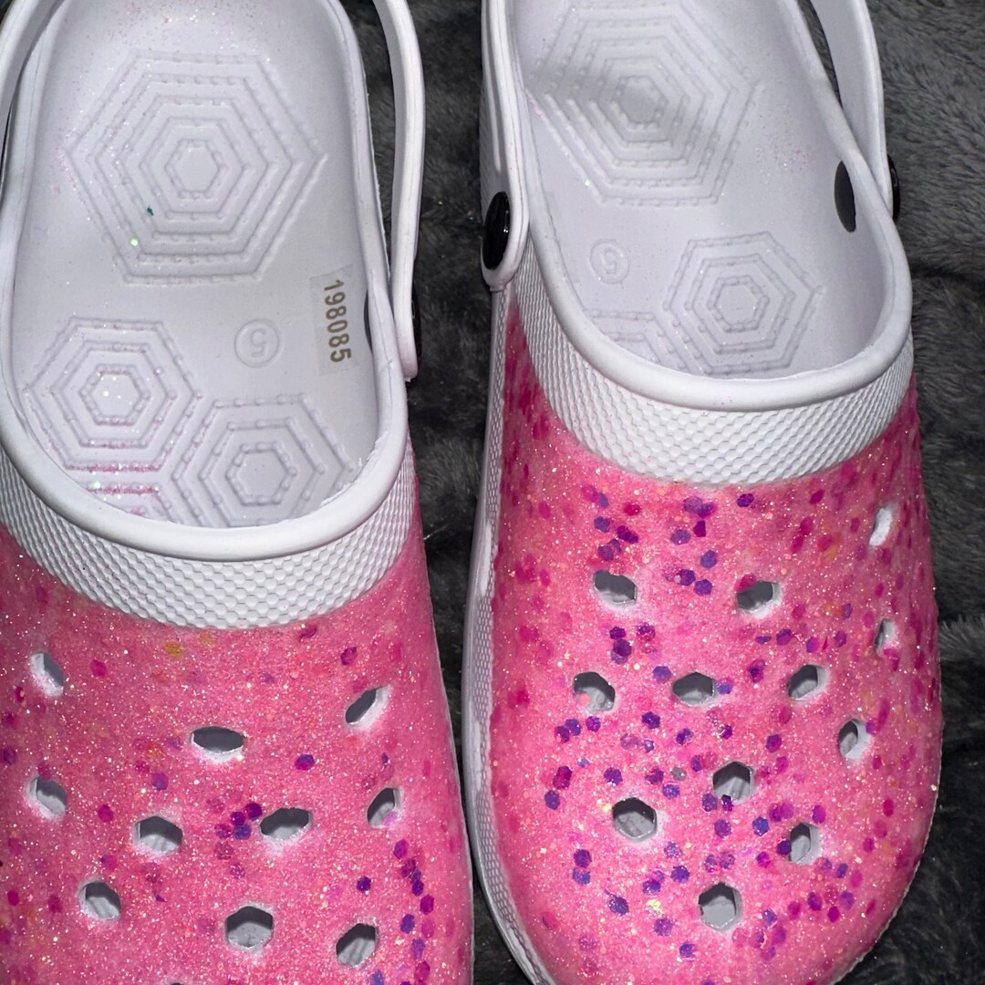 Pink Glitter Croc Style Shoes. - Etsy