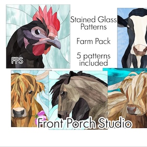Stained Glass Patterns, Farm Pack, 5 Patterns, Digital Download, PDF ...