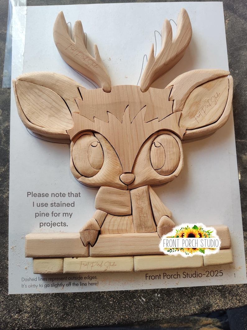 Wood Intarsia Pattern, Cute Deer, Woodworking (digital Download) - Etsy