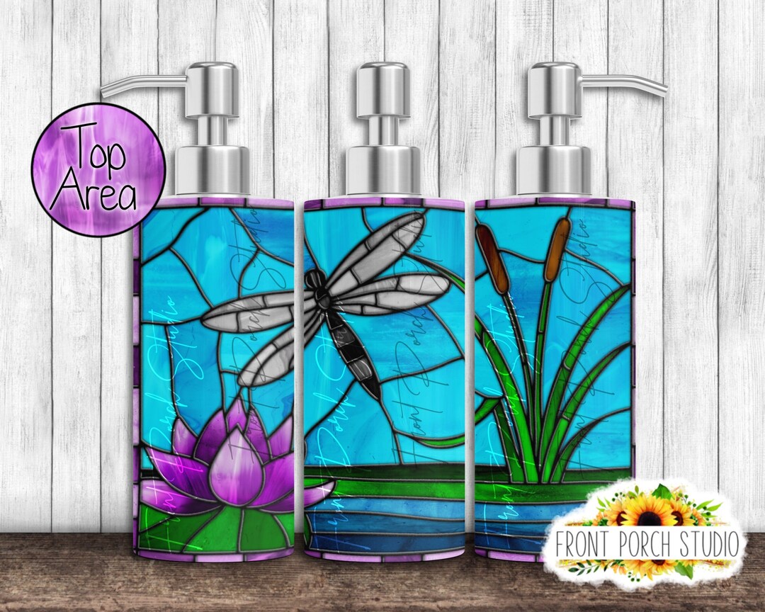 Sublimation Soap Dispenser Wrap PNG, "stained Glass" Dragonfly, PNG ...