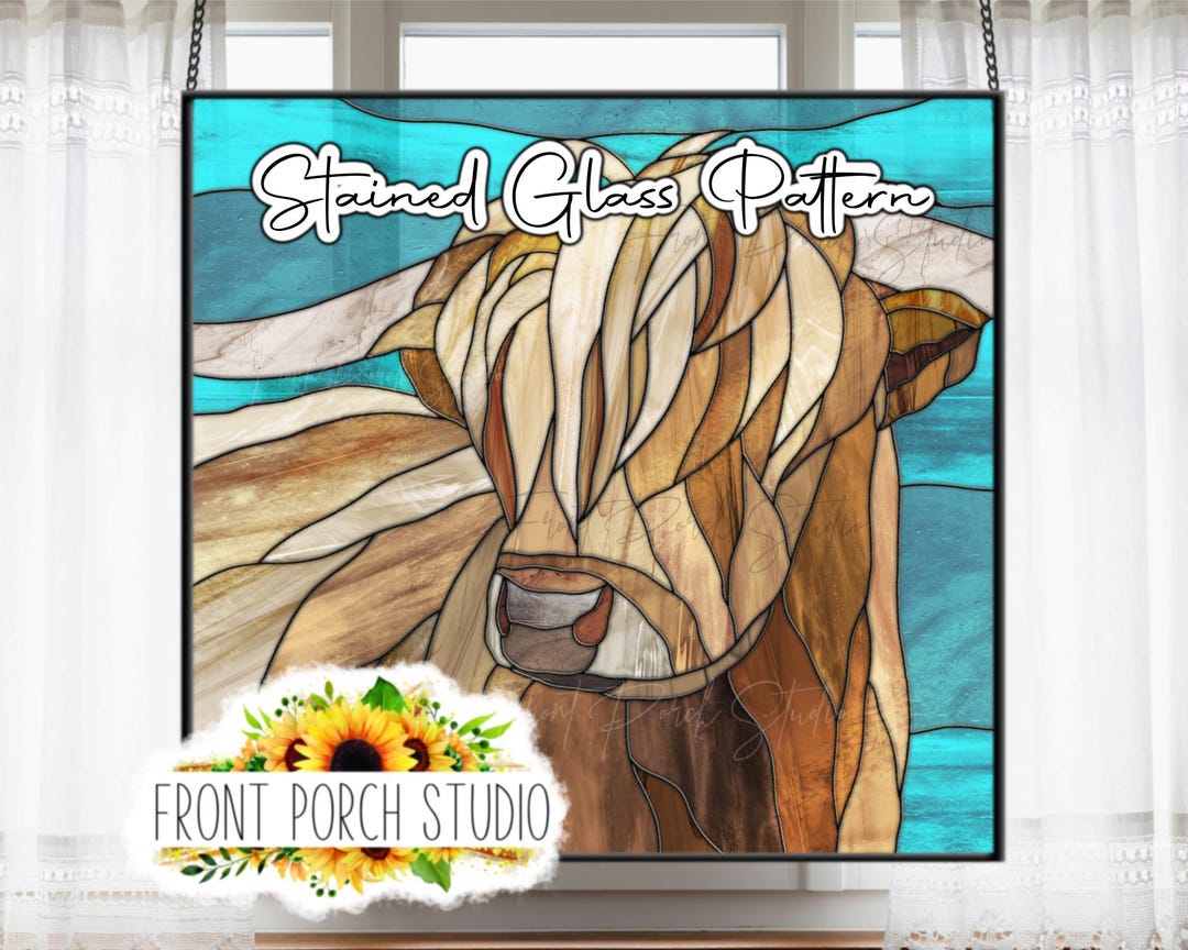 Stained Glass Pattern, Highland Cow, Digital Download, PDF SVG PNG ...