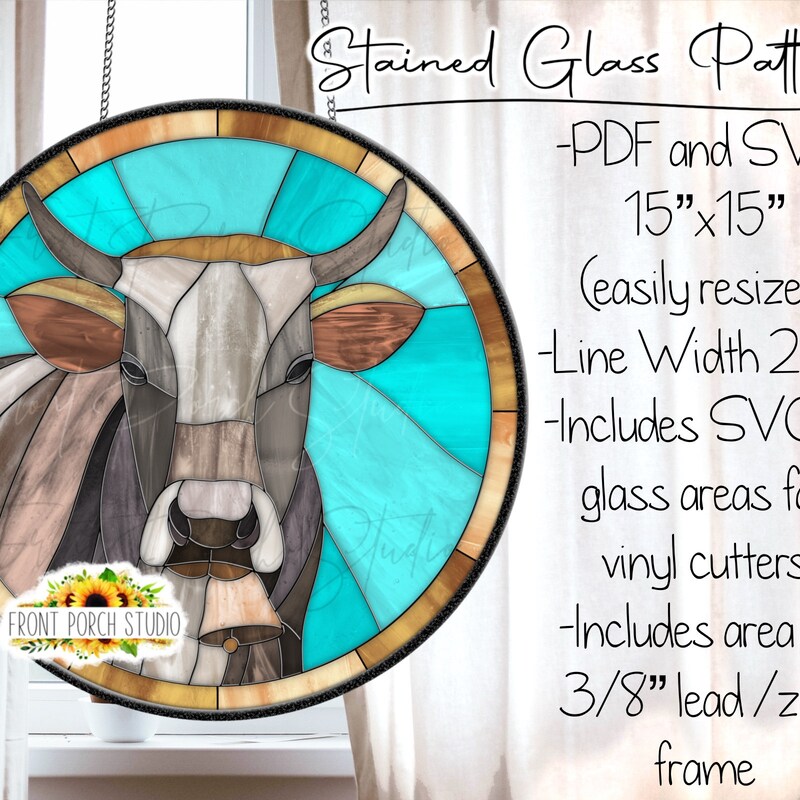 Stained Glass Cow - Etsy