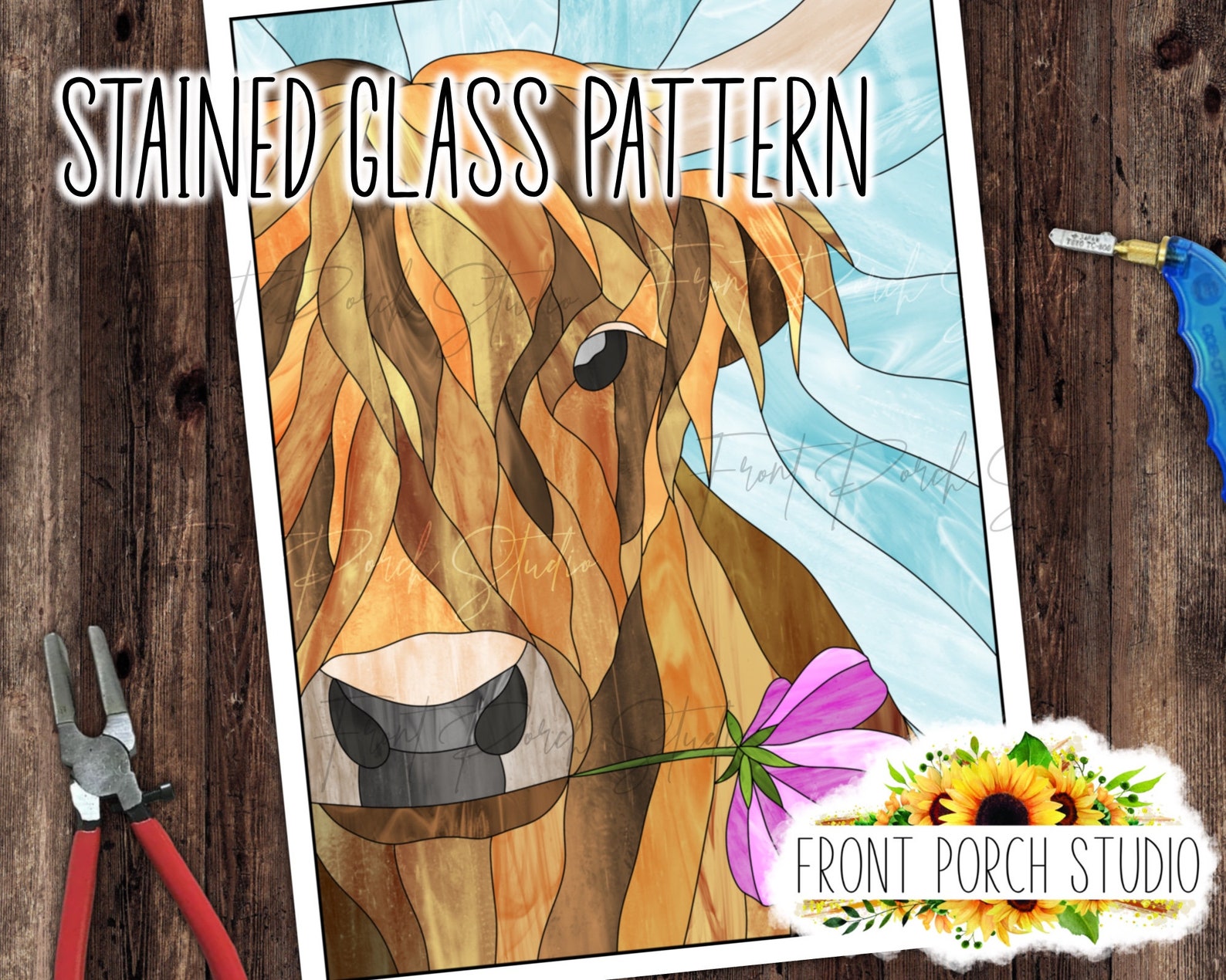 Stained Glass Patterns, Farm Pack, 5 Patterns, Digital Download, PDF ...