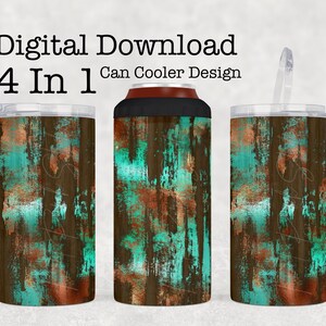 Patina, Sublimation 4 in 1 Can Cooler Wrap Design, PNG File, Digital ...
