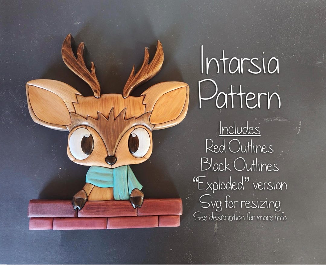 Wood Intarsia Pattern, Cute Deer, Woodworking (digital Download) - Etsy