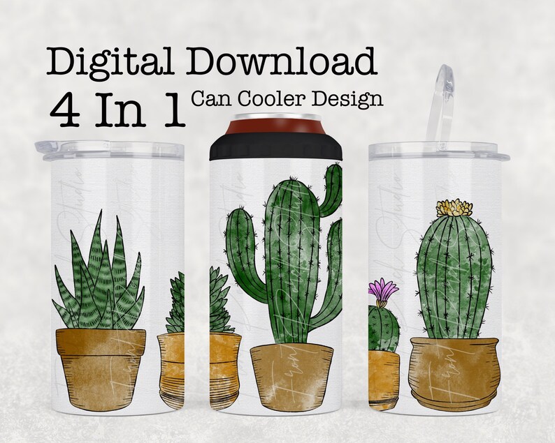 Watercolor Cacti Sublimation 4 in 1 Can Cooler Wrap Design - Etsy