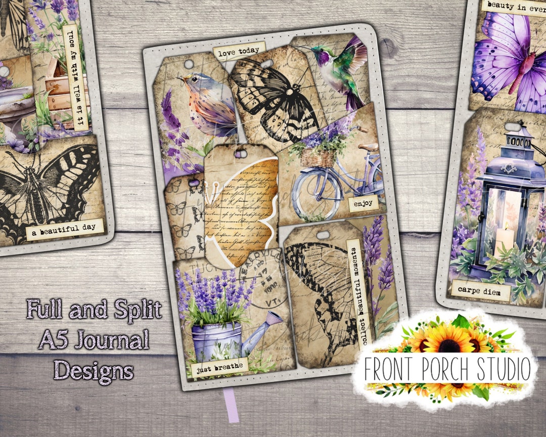 Lavender Butterflies, Sublimation A5 Journal Design, PNG File, Digital ...