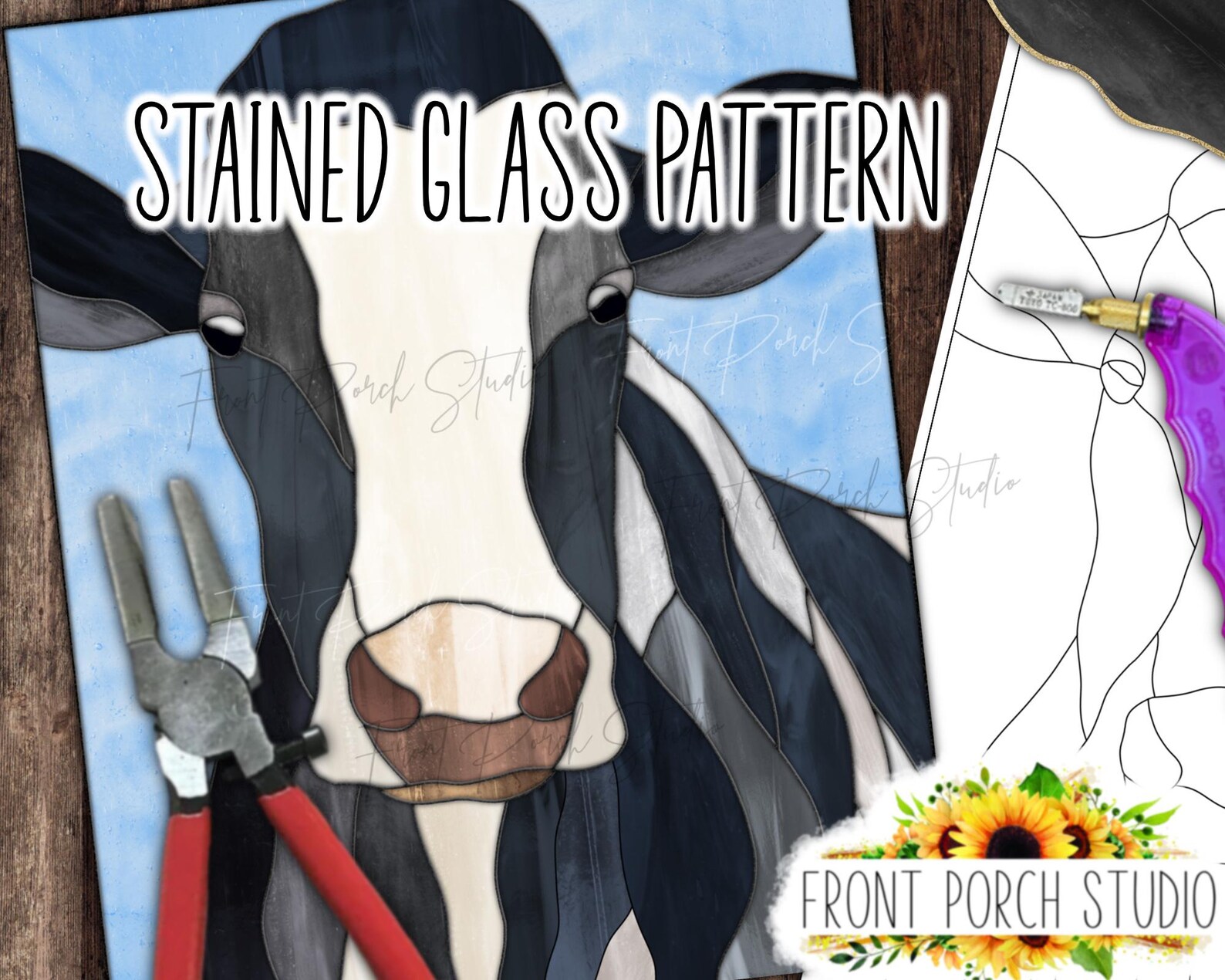Stained Glass Patterns, Farm Pack, 5 Patterns, Digital Download, PDF ...