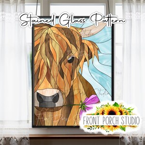 Highland Cow Stained Glass Pattern, Digital Download, PDF SVG, Vinyl ...