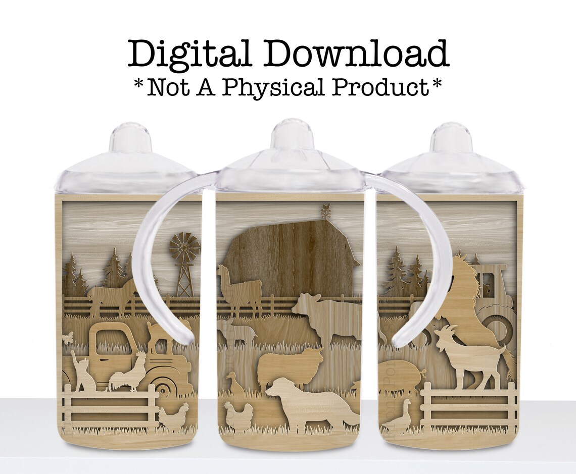 Farm Animals Sublimation 12 Oz Kid's Straight Sippy Cup - Etsy