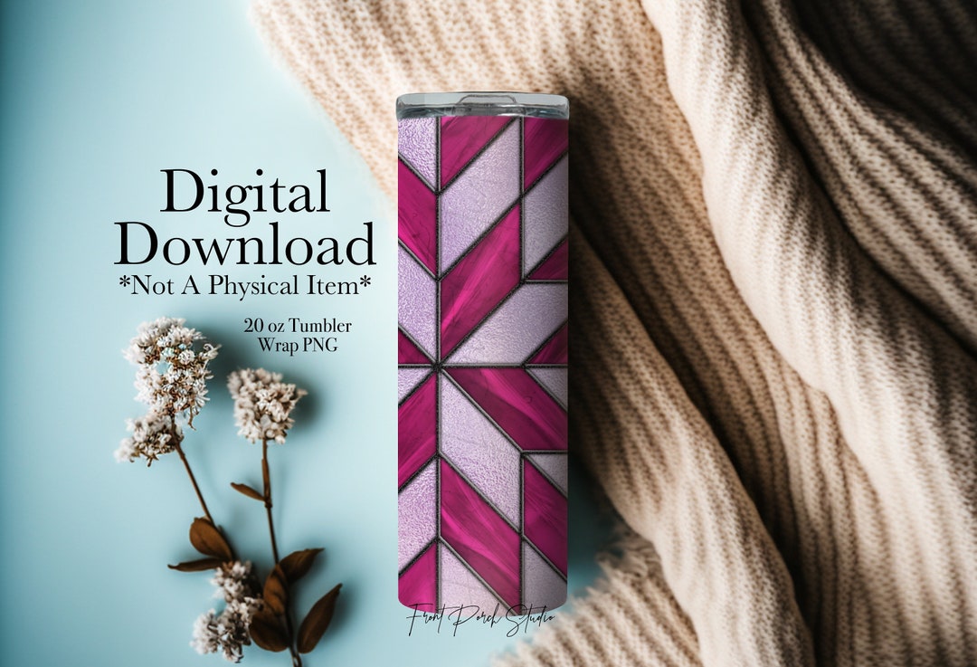 Pink Starburst Quilt Block, Sublimation 20 Oz Tumbler Design, PNG File ...