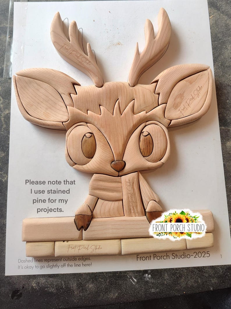 Wood Intarsia Pattern, Cute Deer, Woodworking (digital Download) - Etsy
