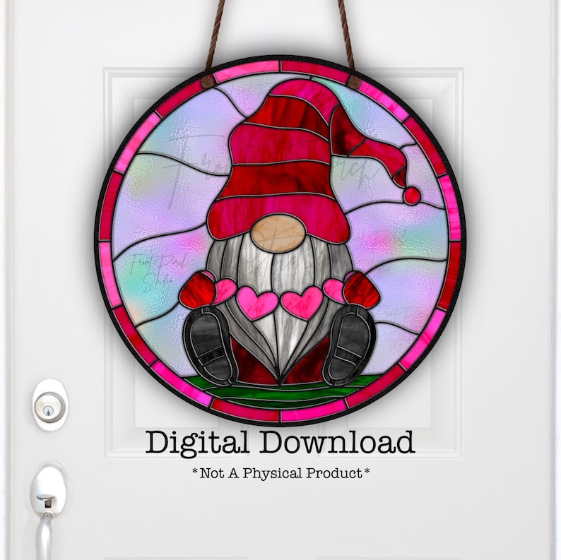 Valentine's Day Gnome stained Glass - Etsy