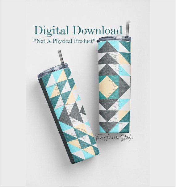 Blue and Gray Quilt Block SEAMLESS Sublimation 20 Oz Tumbler - Etsy