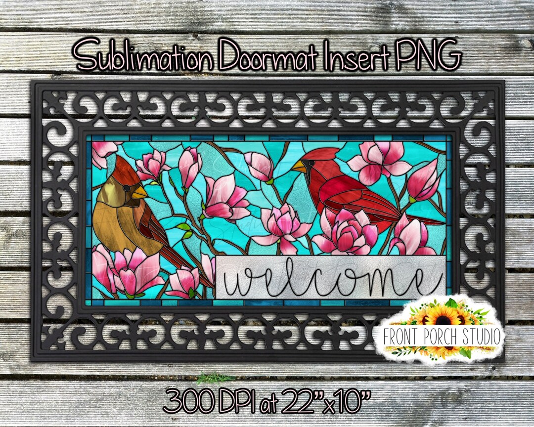 Cardinals, "stained Glass", Sublimation Doormat Insert, Digital ...