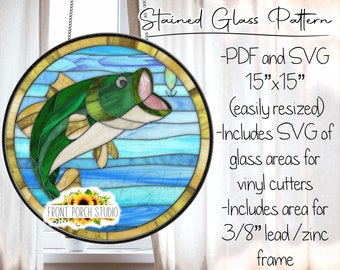 BASS • Lake Fish • Stained Glass Pattern • Digital Download - Etsy