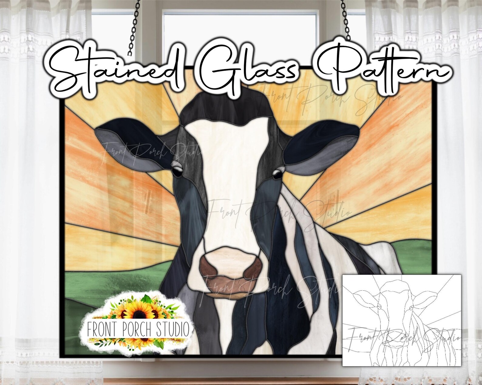 Stained Glass Pattern, Dairy Cow, Digital Download, PDF SVG - Etsy