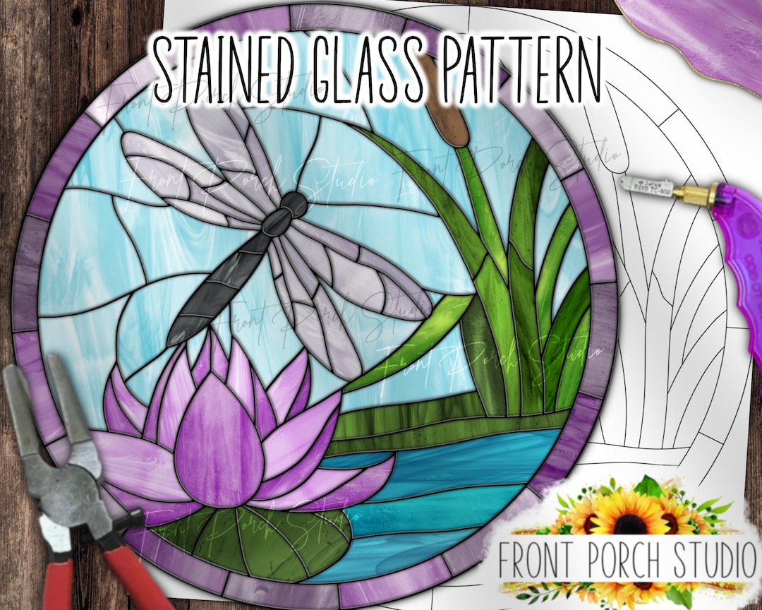 Dragonfly Stained Glass Pattern, Round Suncatcher (digital Download) - Etsy