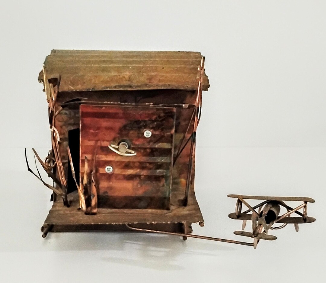 Vintage Copper Tin Airport Movable Airplane Music Box "fly Me to the ...