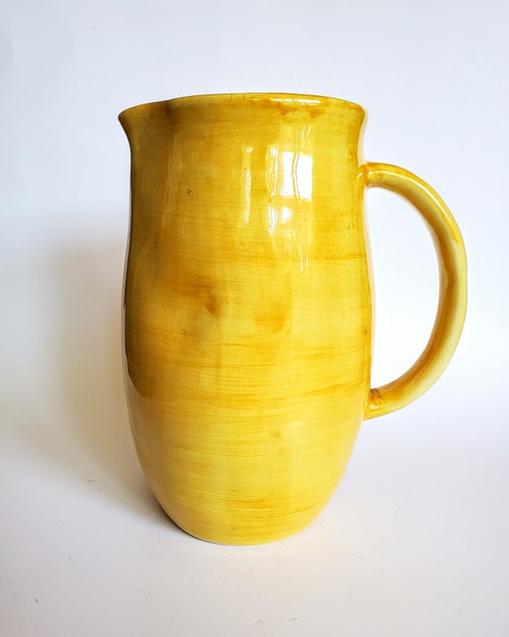 Italian Pottery Yellow Mustard Pitcher Use as Ceramic Tall - Etsy
