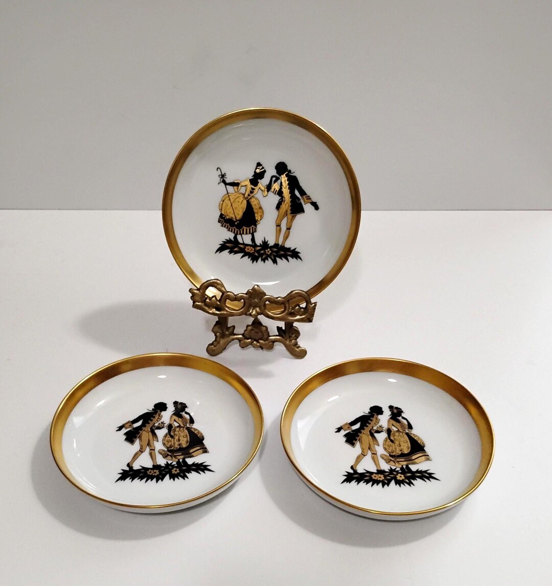 FORSTENBERG Gold Trim Silhouette Plates - Germany, Set of Three - Etsy