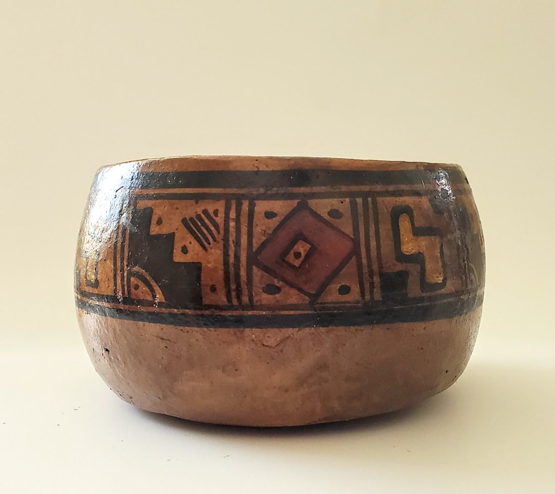 Peruvian Pottery Bowl Hand Crafted Hand Painted Signed Aurelia - Etsy