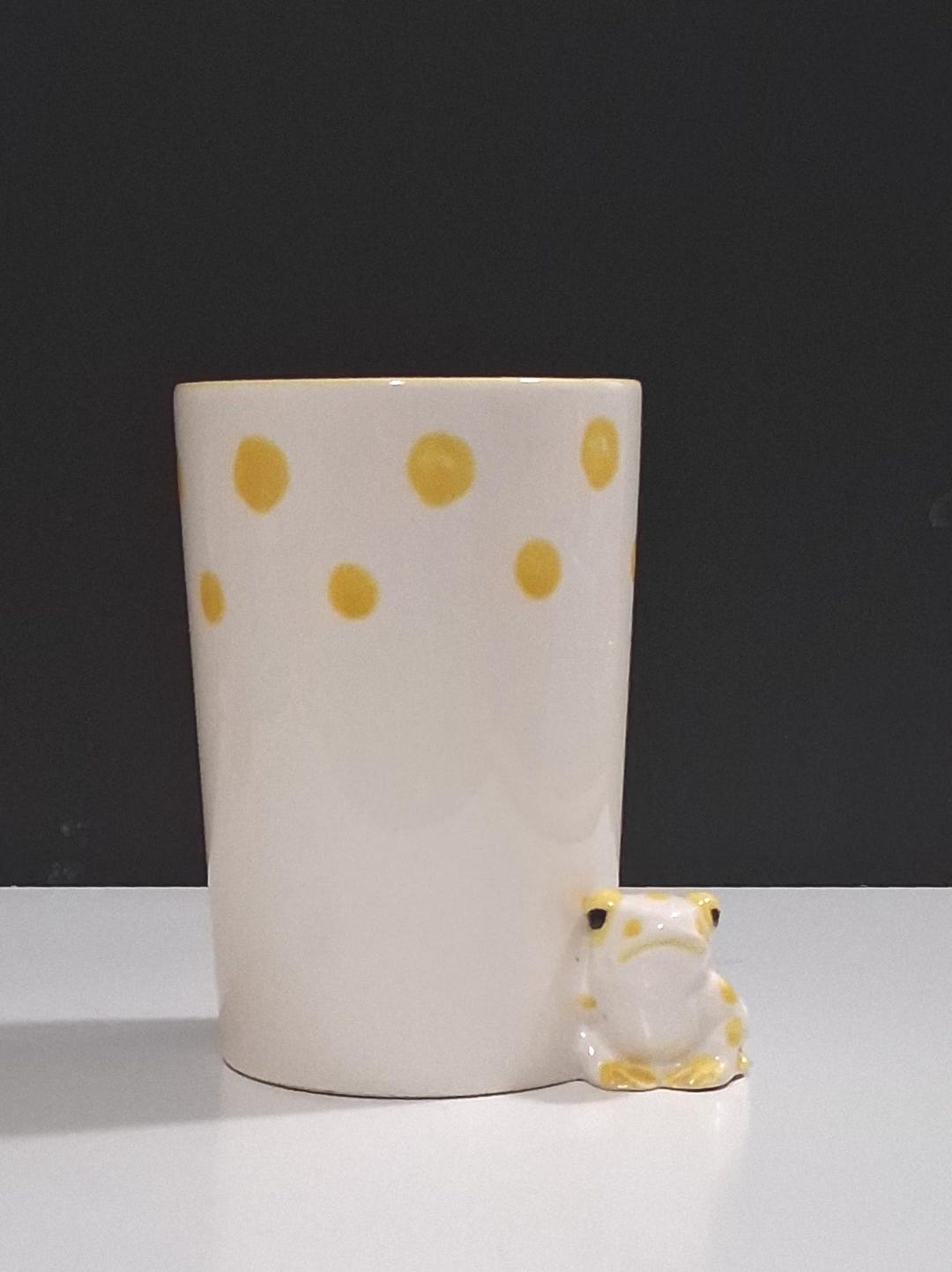 Vintage Schmid Design Folio Frog Cup White Yellow Polka Dots - Etsy