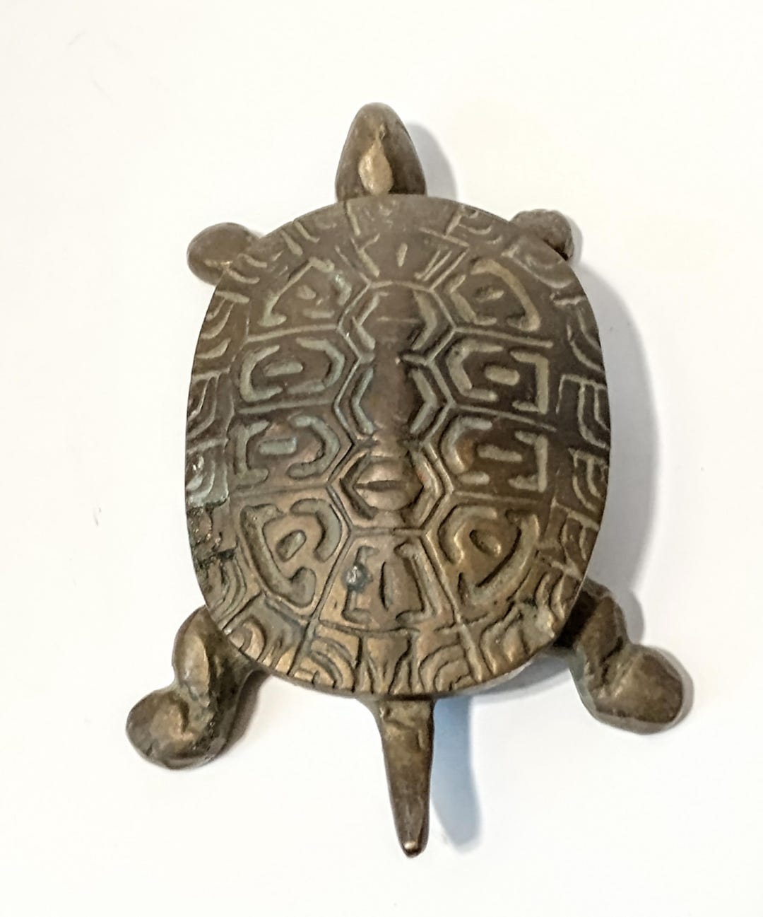 Vintage Brass Turtle Trinket Box Embossed Decorative Storage Figurine ...