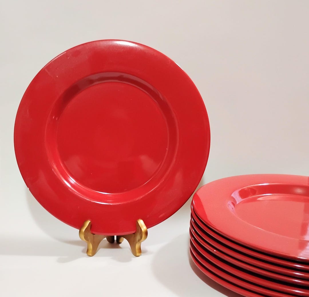 Vintage Pier One Red Dinner 11 Plates Earthenware Holiday Dishes Sets ...